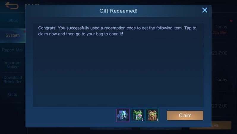 Kode Redeem Mobile Legends (ML) Terbaru 21 November 2020 | SPIN