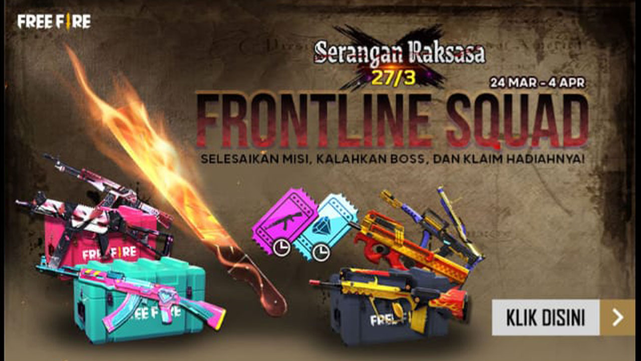 Main Web Event Frontline Squad, Dapat Skin Machete FF Gratis! | SPIN