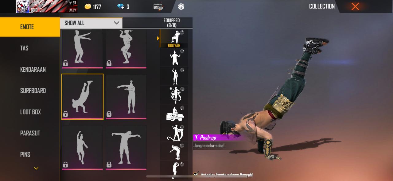 Emote Push Up Free Fire (FF) Ubah Deskripsi! | SPIN