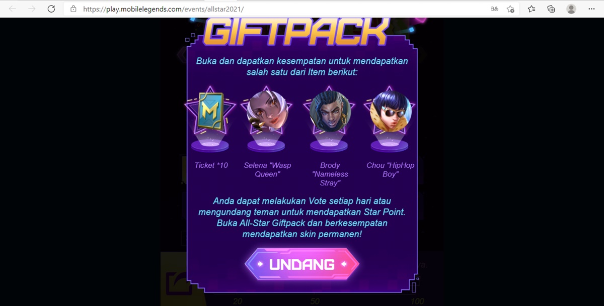 MLBB All Star 2021 Dimulai, Vote Jagoan Kamu Dan Dapatkan Skin Gratis!