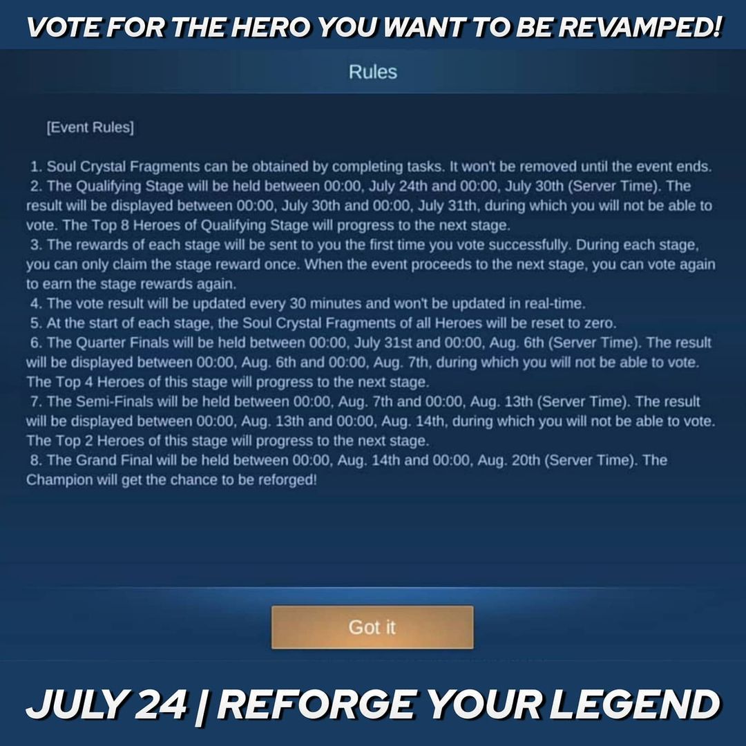 Event Reforge Your Legends Kembali, Vote Hero yang Ingin Direvamp!