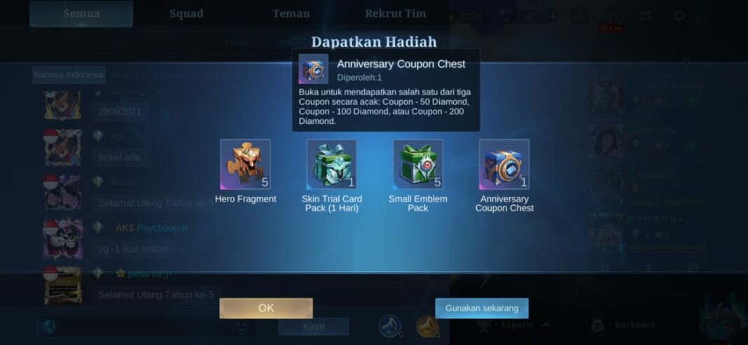 Cuma Ketik Angka Ini Di Kolom Chat MLBB, Bisa Dapat Hadiah Menarik!