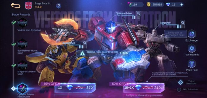 Kapan Bisa Draw Gratis di Event Optimus Prime Transformers MLBB?