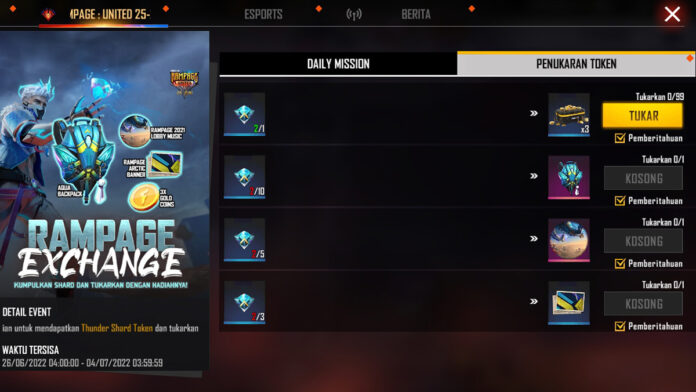 Gini Cara Dapetin Backpack Rampage Keren Aqua Rogue FF Gratis!