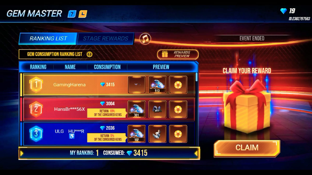 Event Gem Master FF Bisa Kembalikan Ribuan Diamond yang Sudah Terpakai!