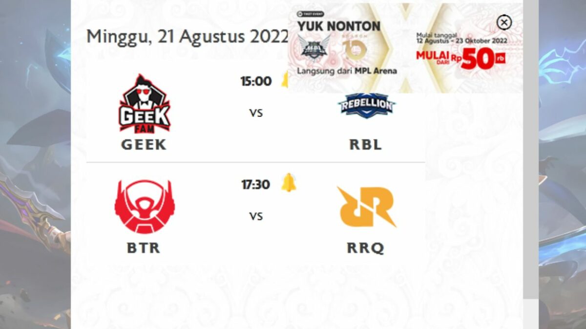 Jadwal Week 2 Day 3 MPL ID Season 10, RRQ Ditantang BTR! | SPIN
