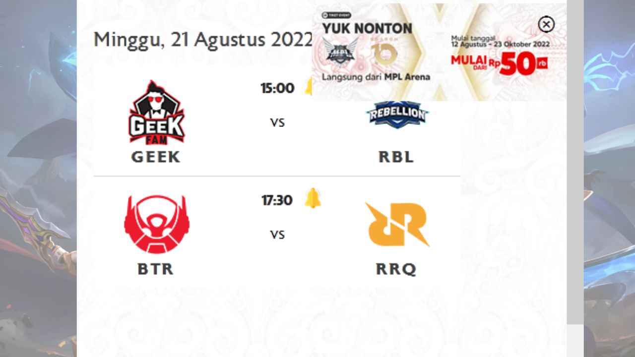 Jadwal Week 2 Day 3 MPL ID Season 10, RRQ Ditantang BTR! | SPIN