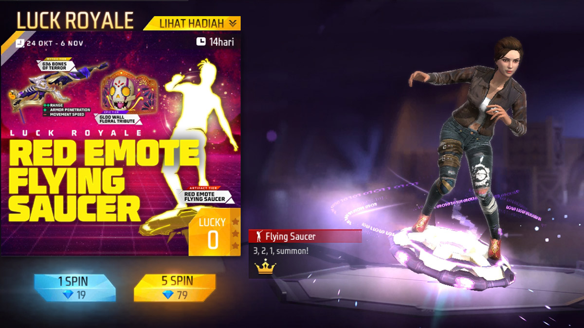 Keren Banget, Gini Cara Dapatkan Emote Flying Saucer FF di Luck Royale!