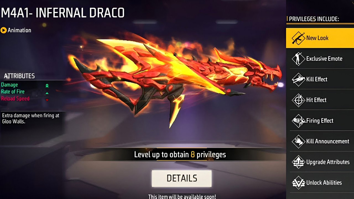 Evo Gun M4A1 Infernal Draco FF Resmi Dirilis, Gini Cara Dapetinnya!