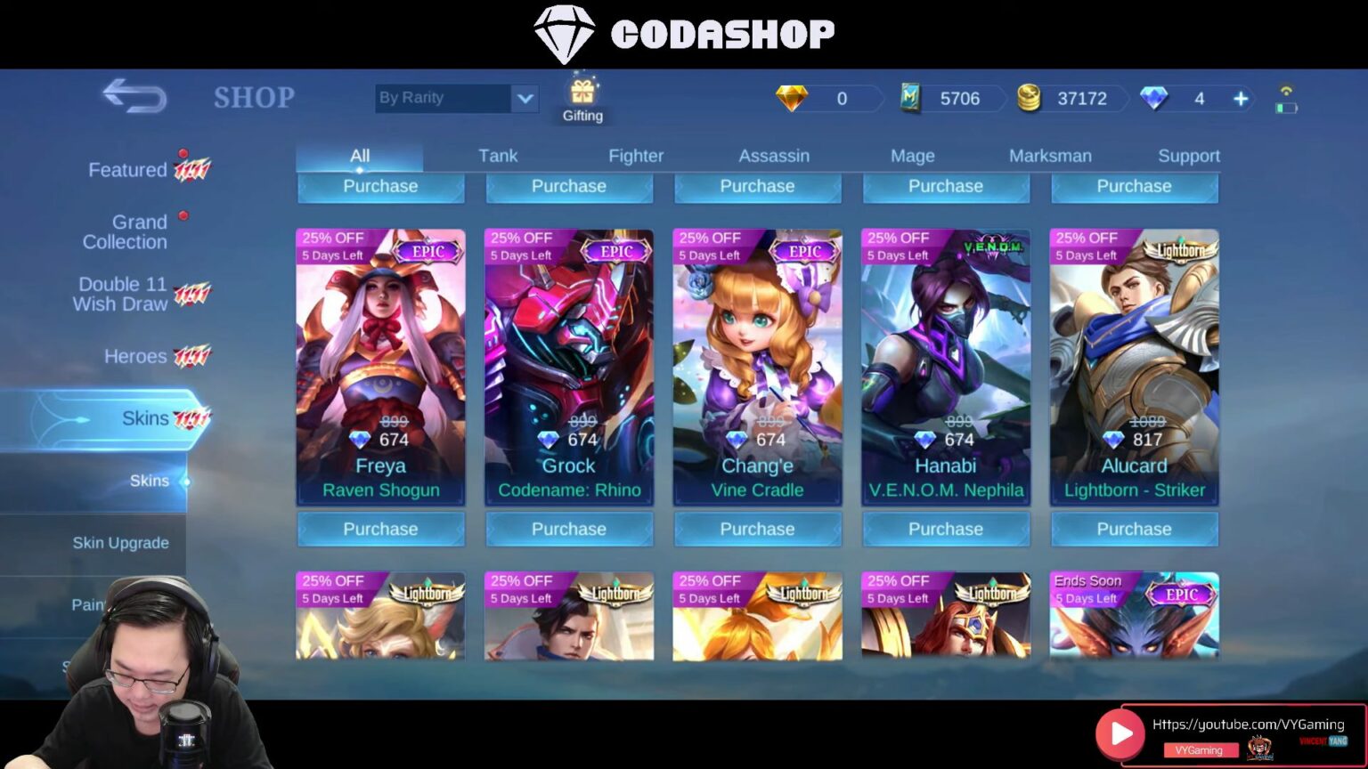 Jumlah Diamond Kuning yang Dibutuhkan untuk Beli Skin Epic MLBB di 11.11!