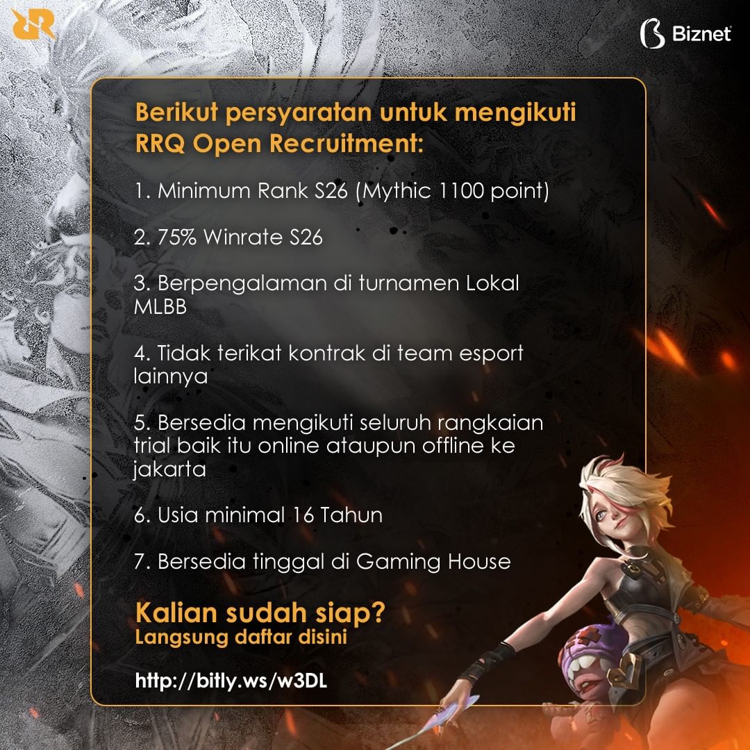 RRQ Buka Trial Divisi Mobile Legends, Begini Cara Daftarnya!