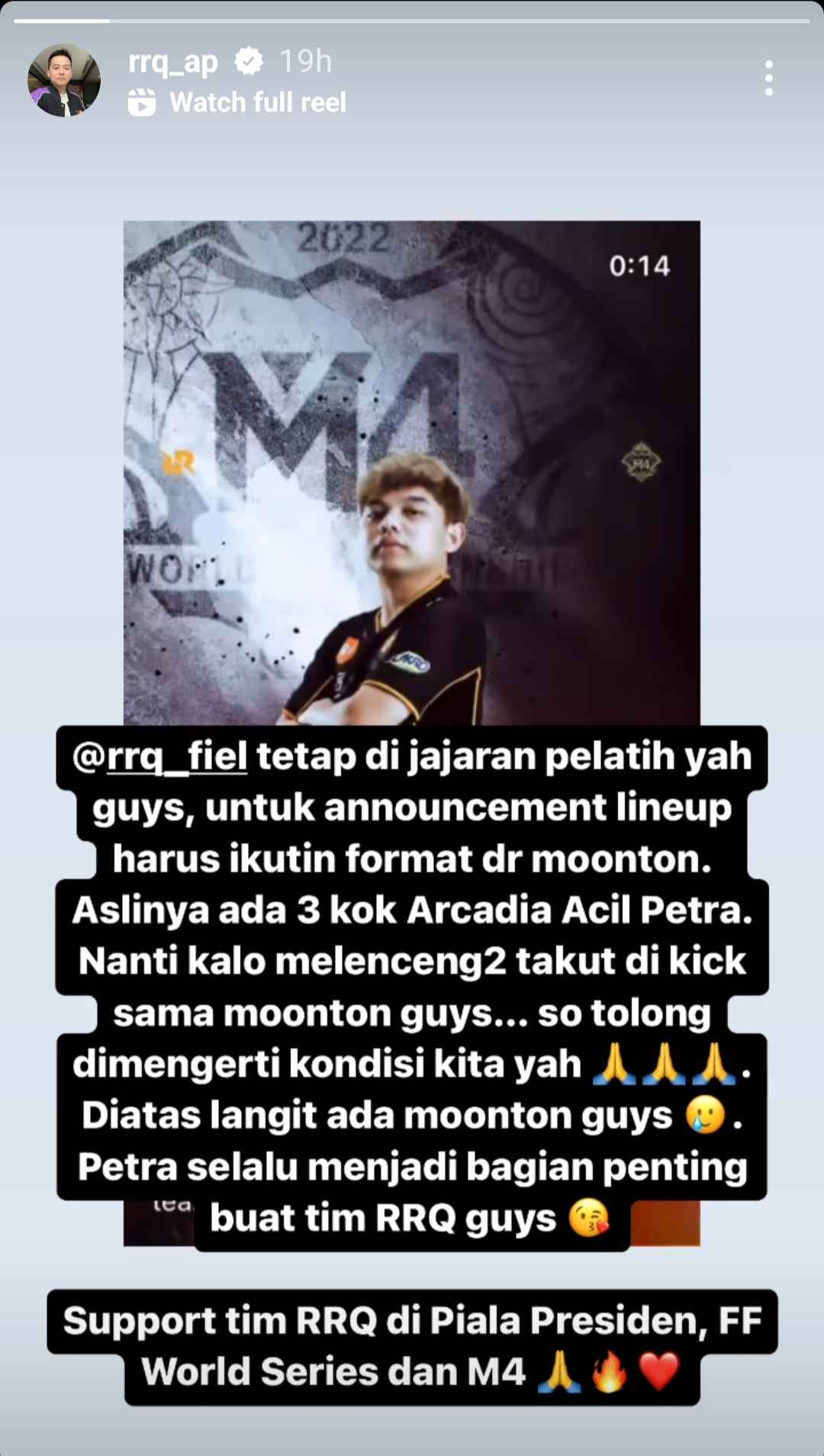 Tidak Masuk Roster RRQ Hoshi untuk M4, Kemana Perginya Fiel?