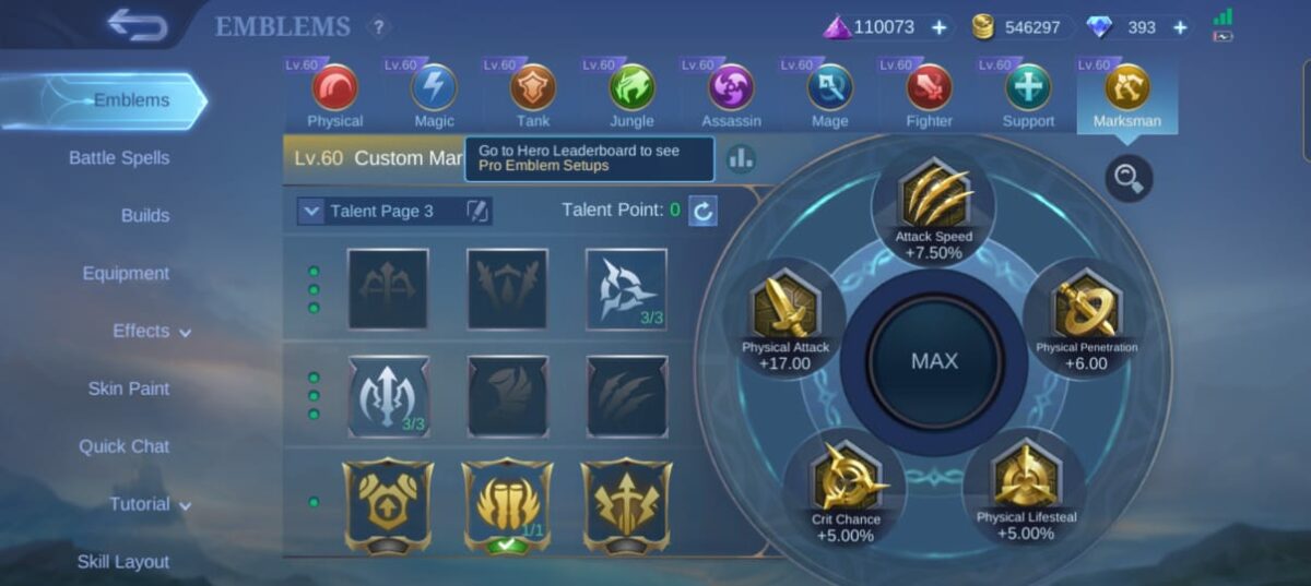 Rekomendasi Build Emblem Marksman Critical, Cocok Buat Melissa MLBB!