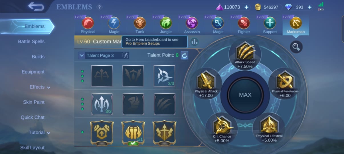 Rekomendasi Build Emblem Marksman Critical, Cocok Buat Melissa MLBB!