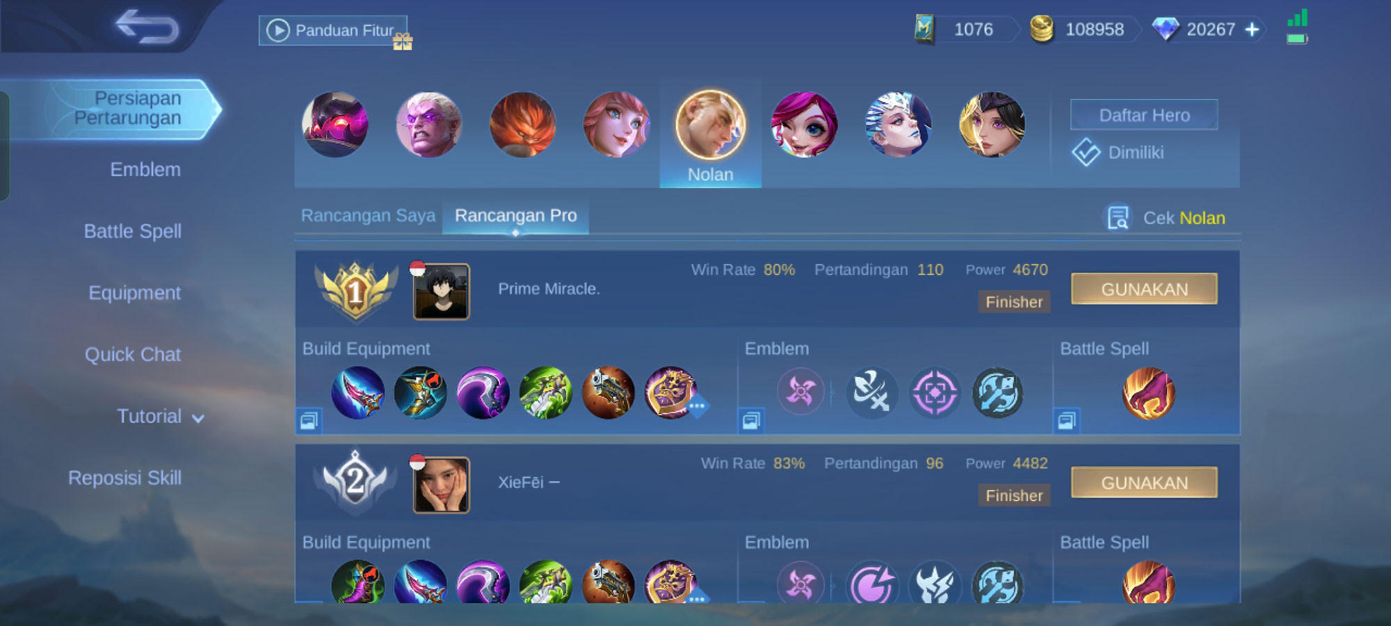 Gameplay dan Rekomendasi Build Nolan Mobile Legends! | SPIN