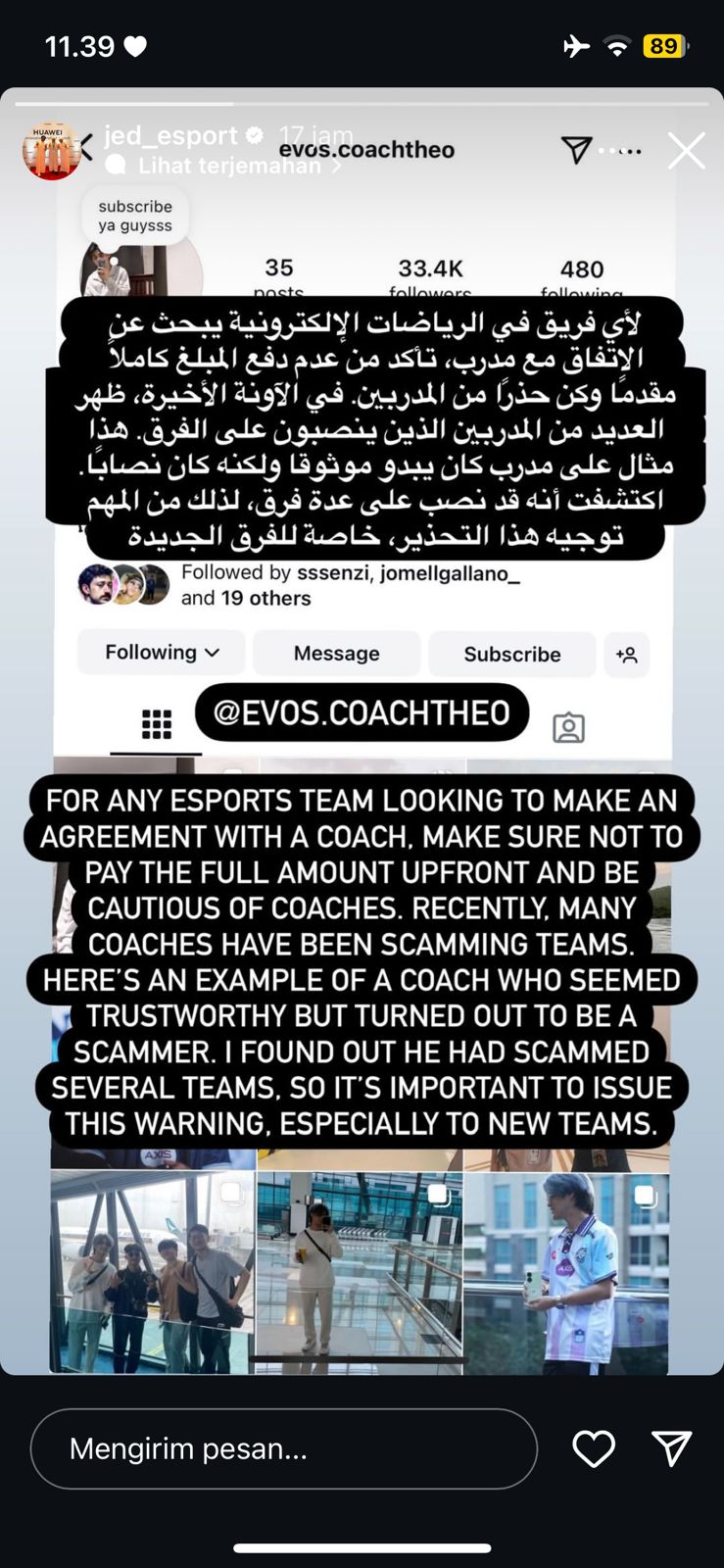 Kronologi Coach Theo Yang Dituduh Penipu Oleh Pemain MPL Arab!