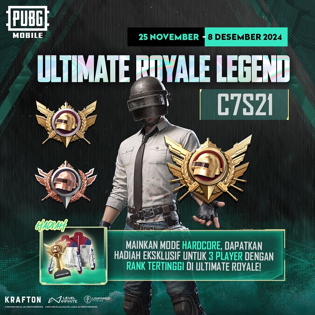 Push Rank Ultimate Royale di PUBG MOBILE, Dapatkan Kesempatan Menang Merchandise Eksklusif!