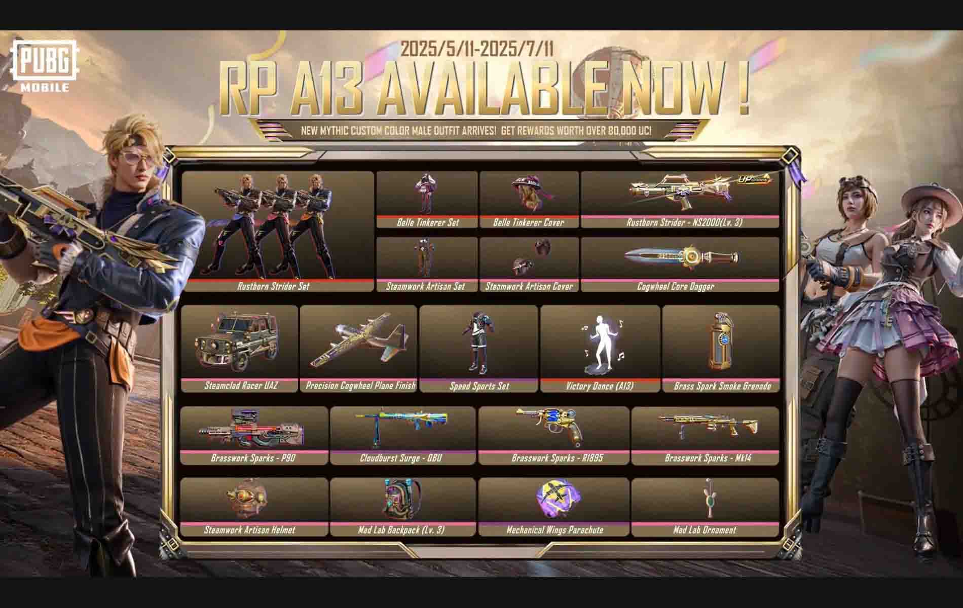 PUBG MOBILE Rilis Royale Pass Ace 13, Ada Kostum dan Skin NS2000 Ala Steampunk!