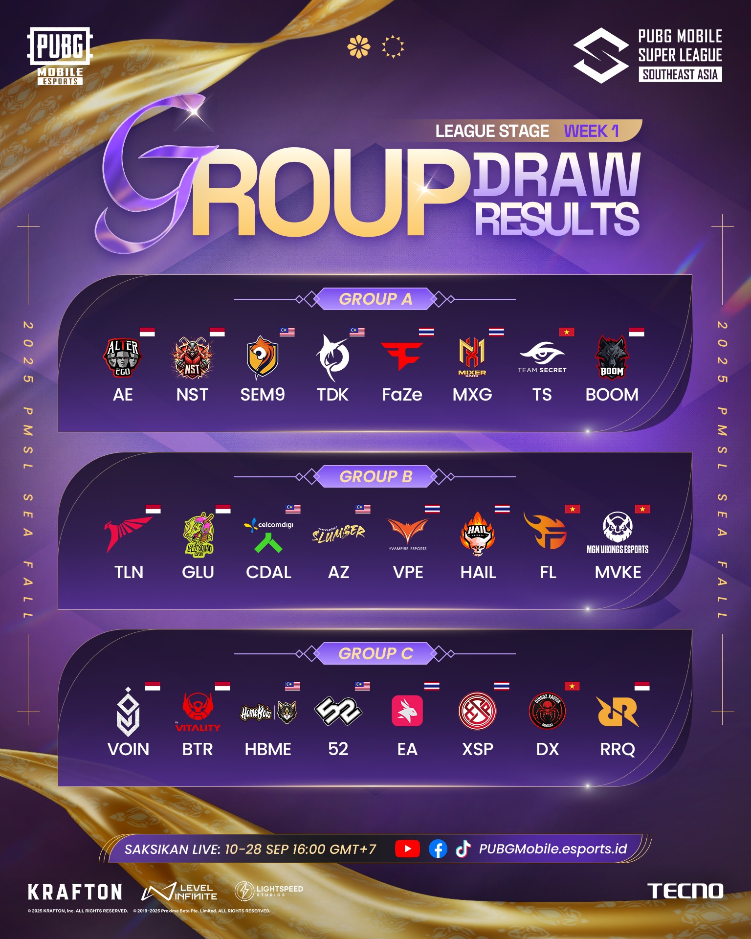 Pembagian Grup PMSL SEA Fall 2025 – Mana Grup Neraka? - Dairysia